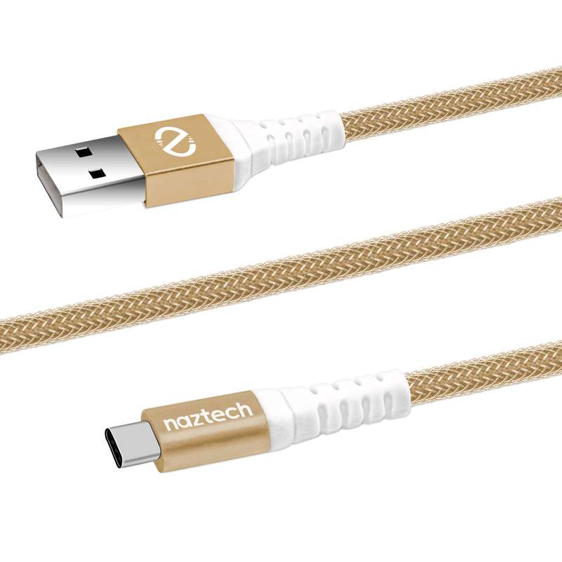 #Naztech USB-C USB ladekabel Ekstra stærk 120cm Gold – CEPELO A/S